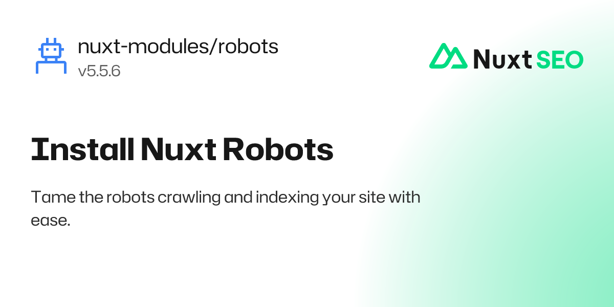 Install Nuxt Robots · Nuxt SEO